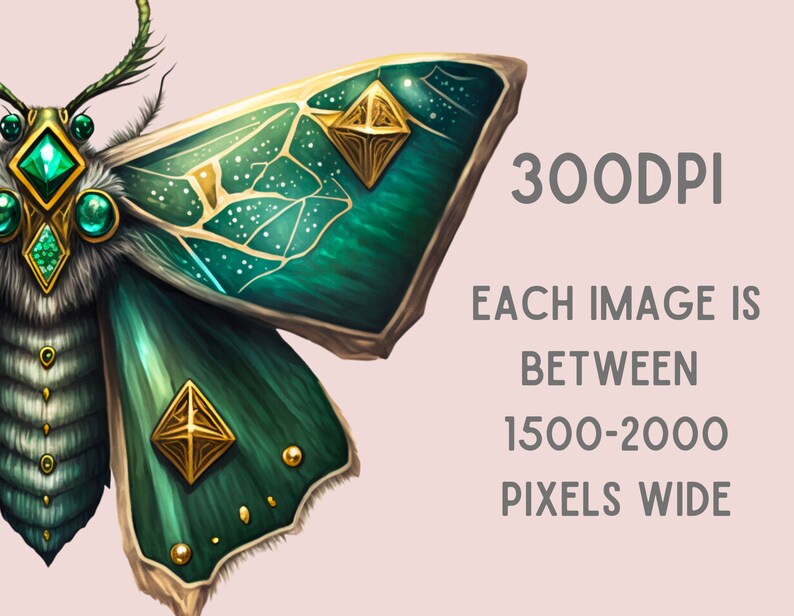 Watercolour Bejeweled Moth Clipart Royal Moths PNG Digital - Etsy