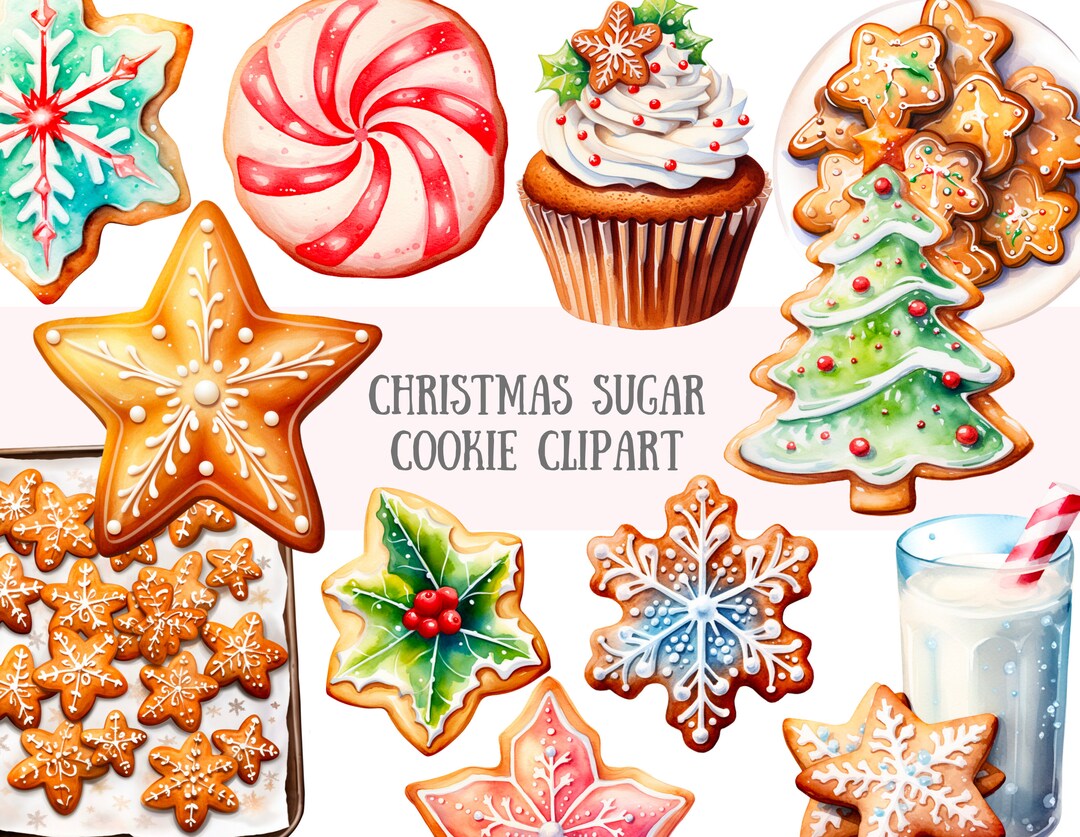 Watercolour Christmas Sugar Cookie Clipart Xmas Treats PNG Digital ...
