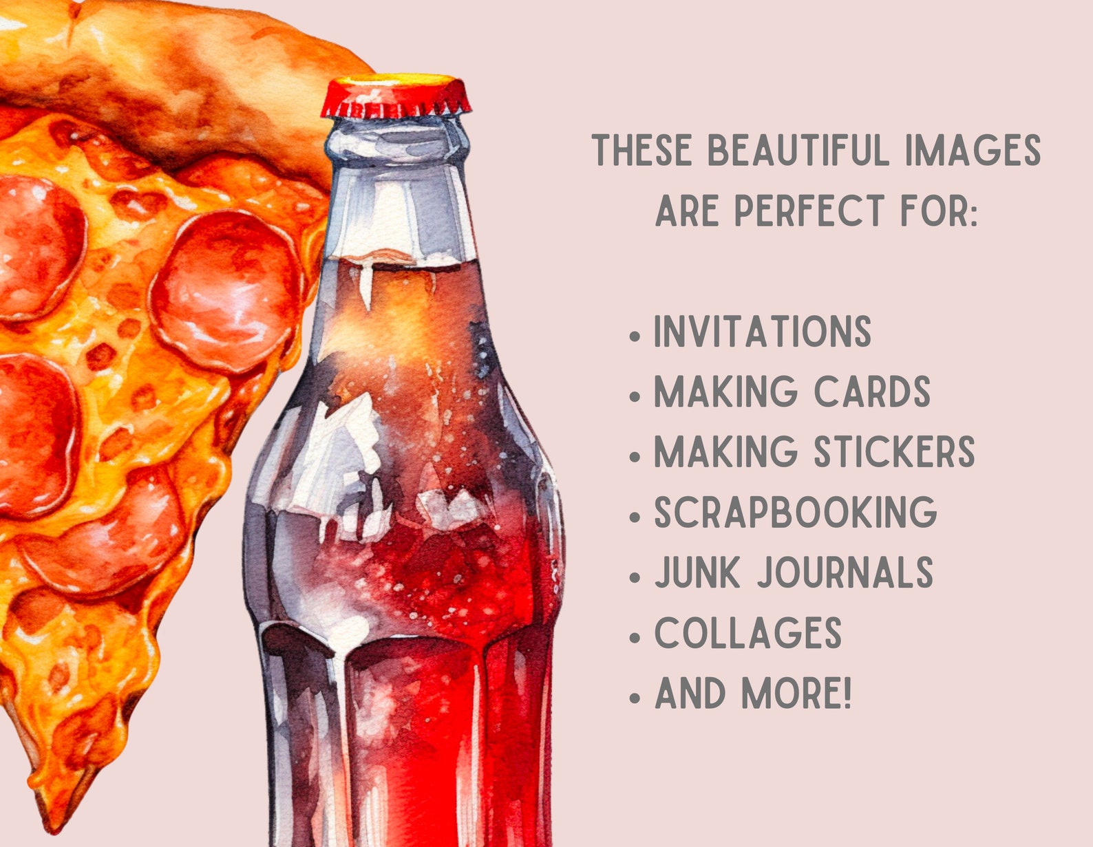 Watercolour Movie Night Snacks Clipart Popcorn Pizza PNG Digital Image ...