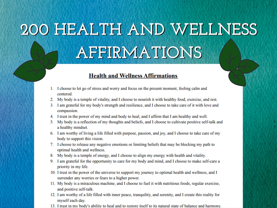 200 Health and Wellness Affirmations - Boost Your Mindset and Well ...