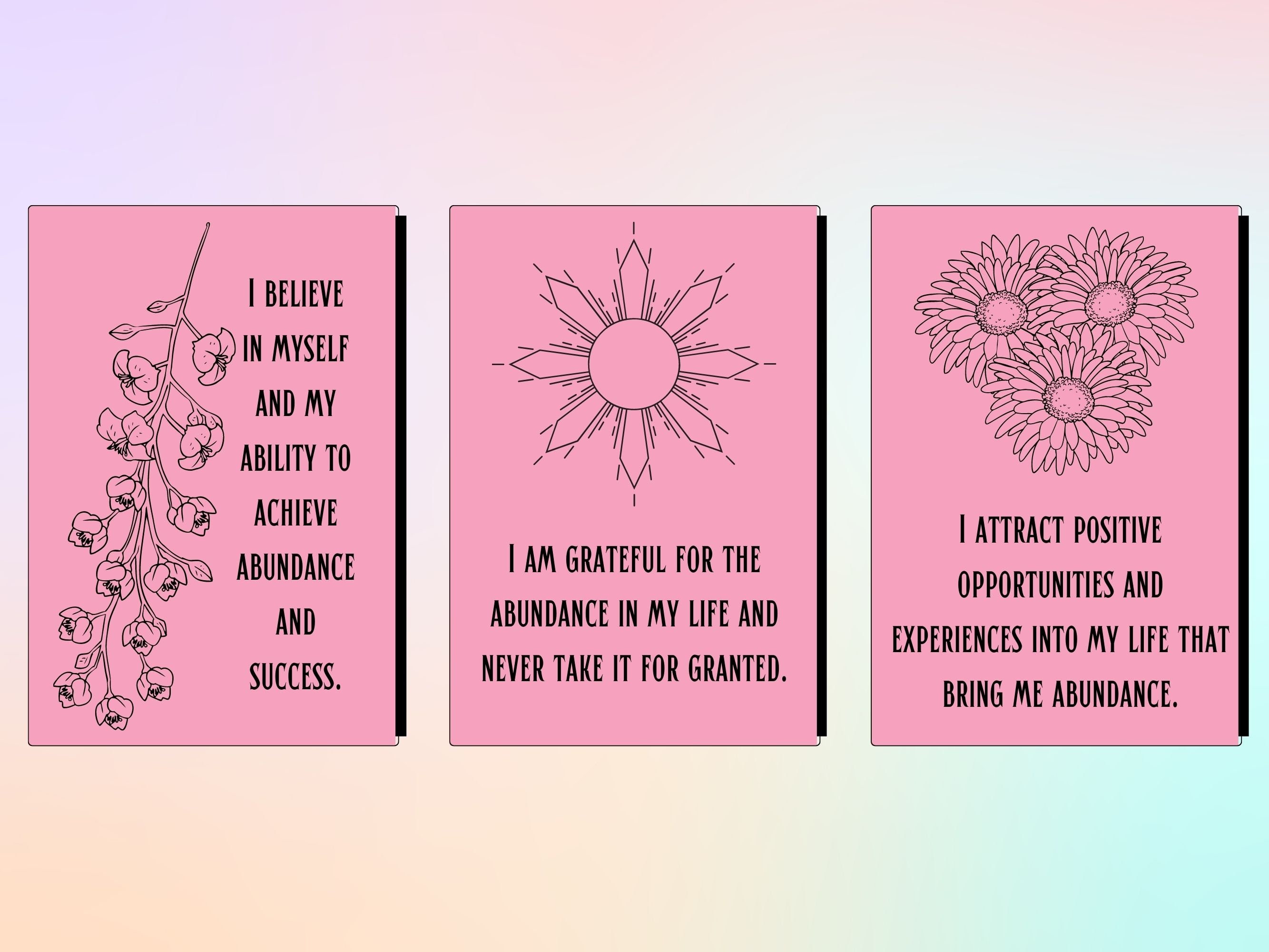 36 Printable Affirmation Cards for Beauty, Gratefulness, Abundance ...