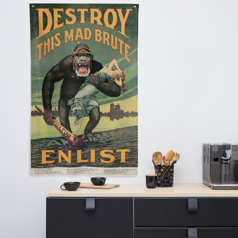 Destroy This Mad Brute WWI Propaganda Flag - Historic Military Decor - Etsy