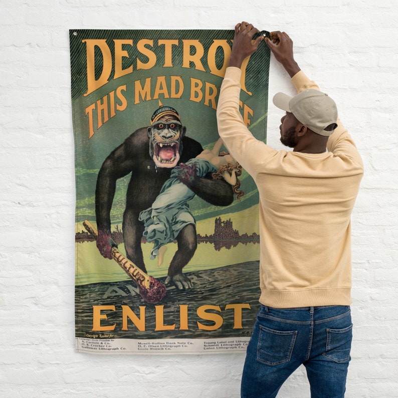 Destroy This Mad Brute WWI Propaganda Flag - Historic Military Decor - Etsy