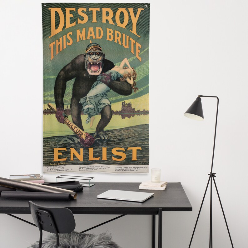 Destroy This Mad Brute WWI Propaganda Flag - Historic Military Decor - Etsy