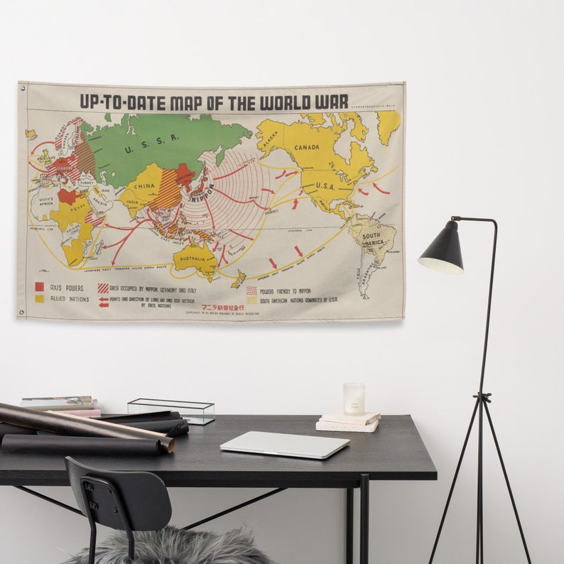 Flag WWII Vintage Map Flag World War Two - Etsy