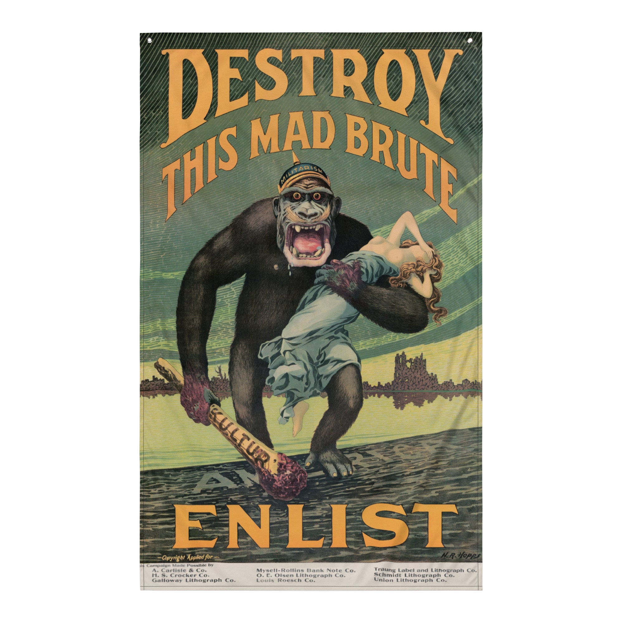 Destroy This Mad Brute WWI Propaganda Flag - Historic Military Decor - Etsy