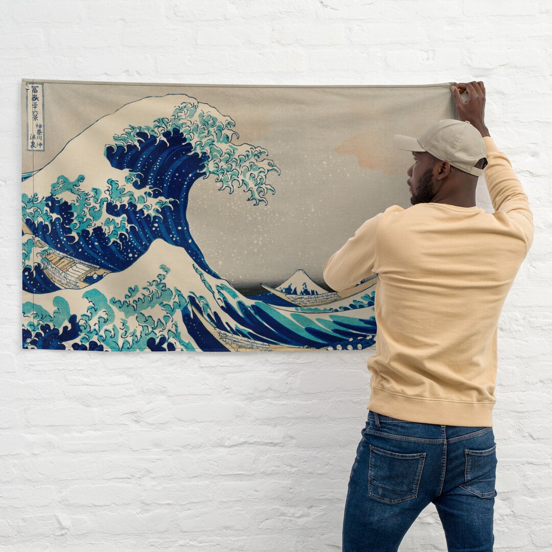 Great Wave off Kanagawa Tapestry - Japanese Hokusai Wall Hanging, Ocean ...