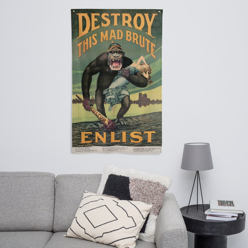 Destroy This Mad Brute WWI Propaganda Flag - Historic Military Decor - Etsy