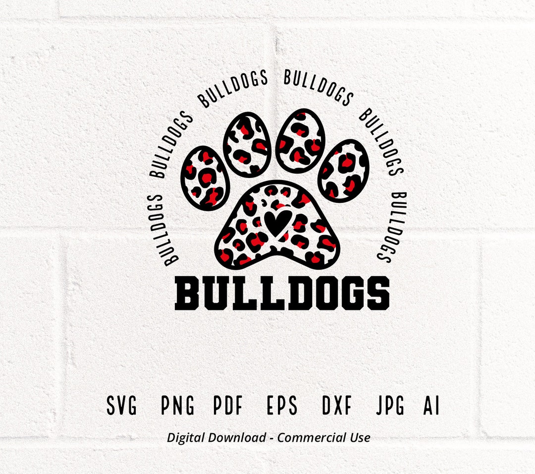 Bulldogs Leopard Paw Print SVG PNG, School Spirit (digital Download) - Etsy
