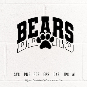 Bears SVG PNG, Bears Paw Svg, Bears Mascot Svg, Bears Cheer Svg, Bears ...