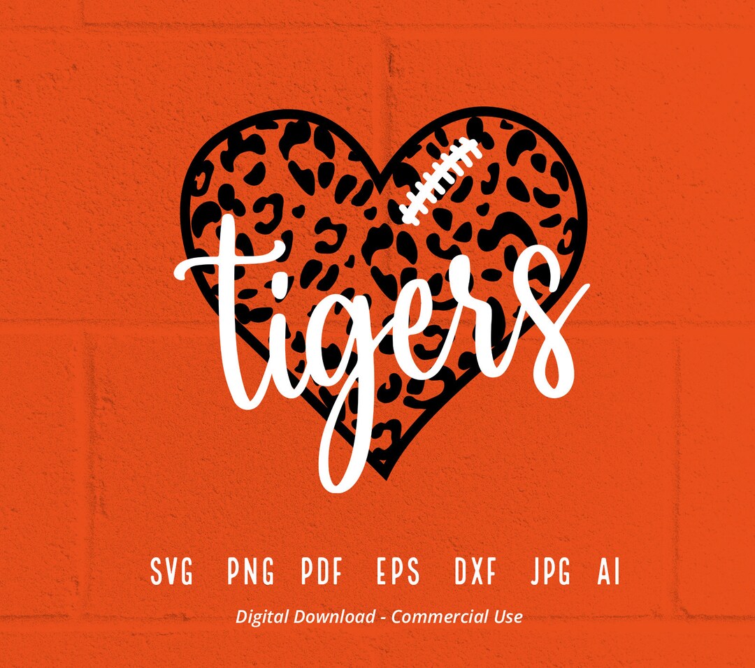 Leopard Heart Tigers SVG PNG, Tigers Mascot Svg, Tigers Svg, Tigers ...