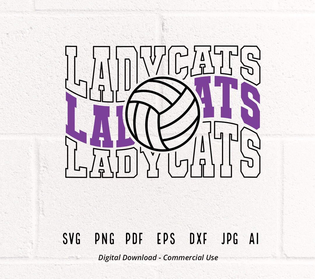 Ladycats Volleyball SVG PNG, Ladycats Mascot Svg, Ladycats Svg ...