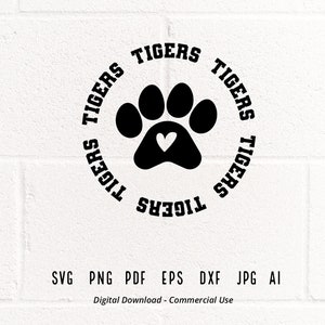 Tigers SVG PNG, Tigers Paw Svg, Tigers Mascot Svg, Tigers Cheer Svg, Tigers Vibes Svg, School ...