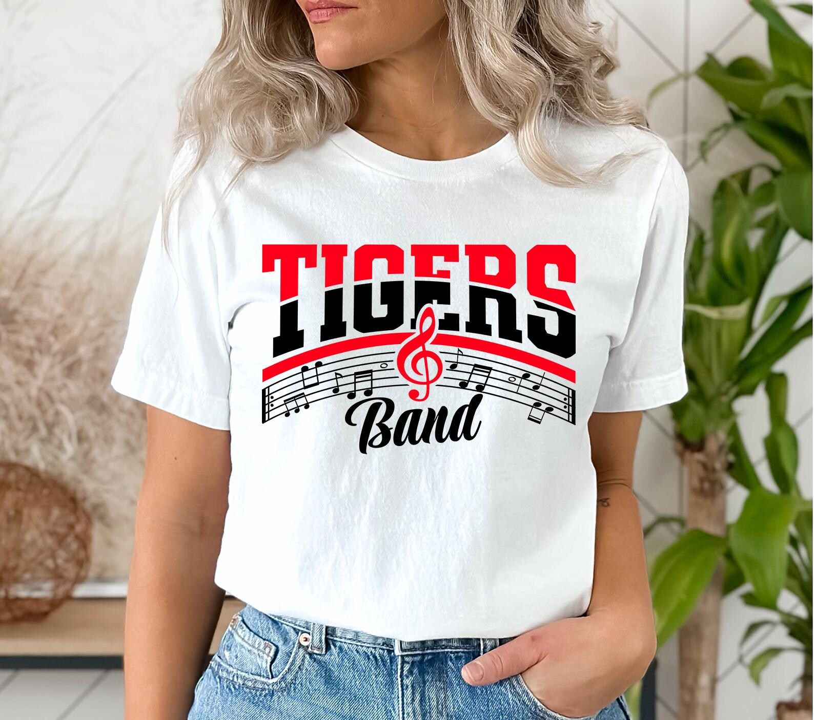Tigers Band SVG – Red Music Notes Graphic for School Spirit (digital ...
