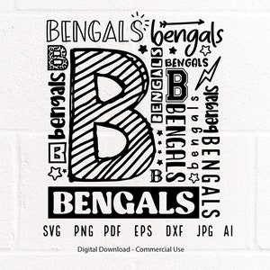 Bengals SVG PNG, Bengals Mascot Svg, Bengals Typography Svg, Bengals ...