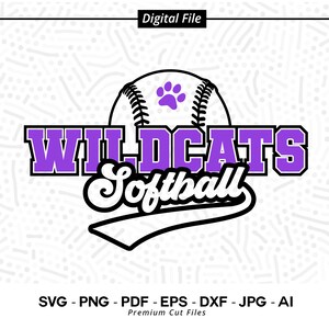 Wildcats Softball SVG: Paw Print Design (digital File) - Etsy