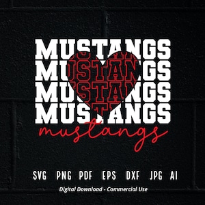 Stacked Mustangs SVG, School Spirit Team Mascot (digital Download) - Etsy