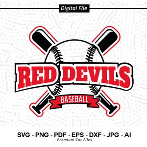 Red Devils Baseball SVG PNG, Baseball Svg, Red Devils Svg, Baseball ...