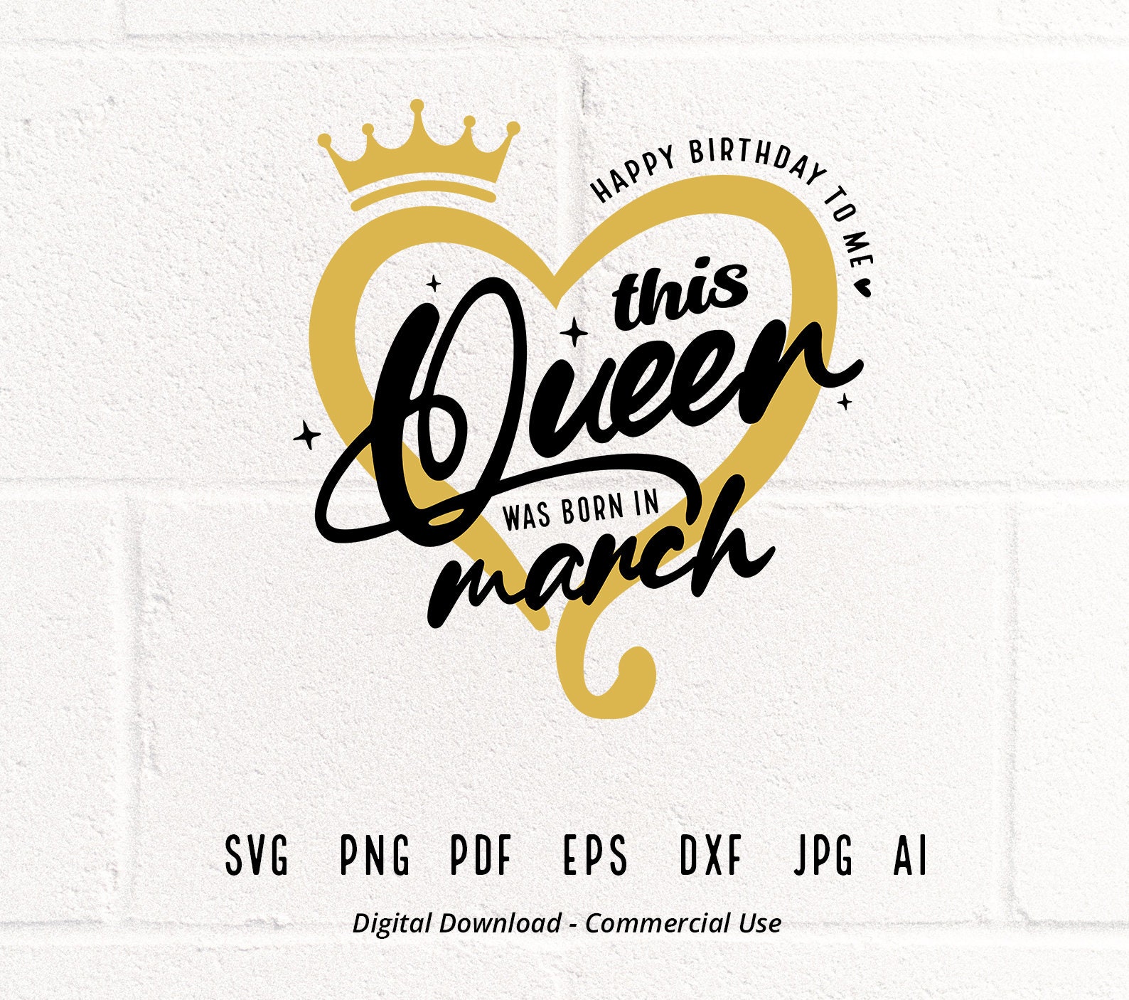 This Queen Was Born in March SVG PNG Birthday Queen Svg My - Etsy