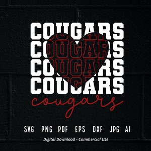 Stacked Cougars SVG, Cougars Mascot Svg, Cougars Svg, Cougars School Team Svg, Cougars Cheer Svg ...