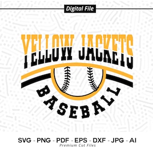 Baseball SVG PNG, Yellow Jackets, Baseball, Svg, Yellow Jacket Baseball ...