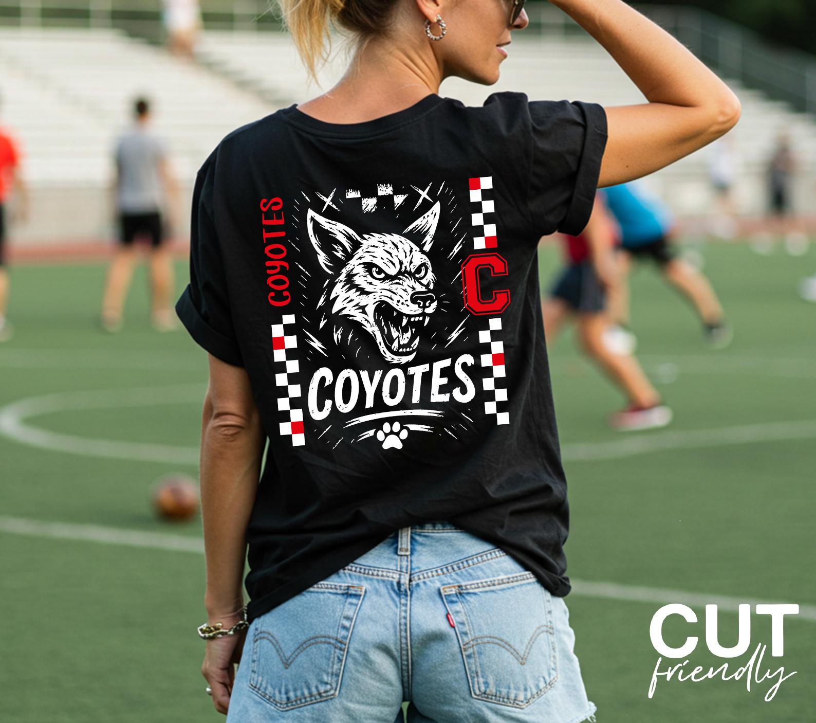 Coyotes Mascot SVG – Grunge Checkered Paw Print Design - Etsy