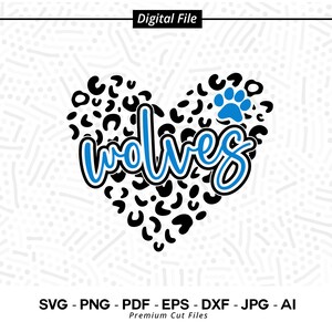 Wolves Cheer Svg, Wolves Svg, Wolve, Cheer Svg, Leopard Heart Svg ...