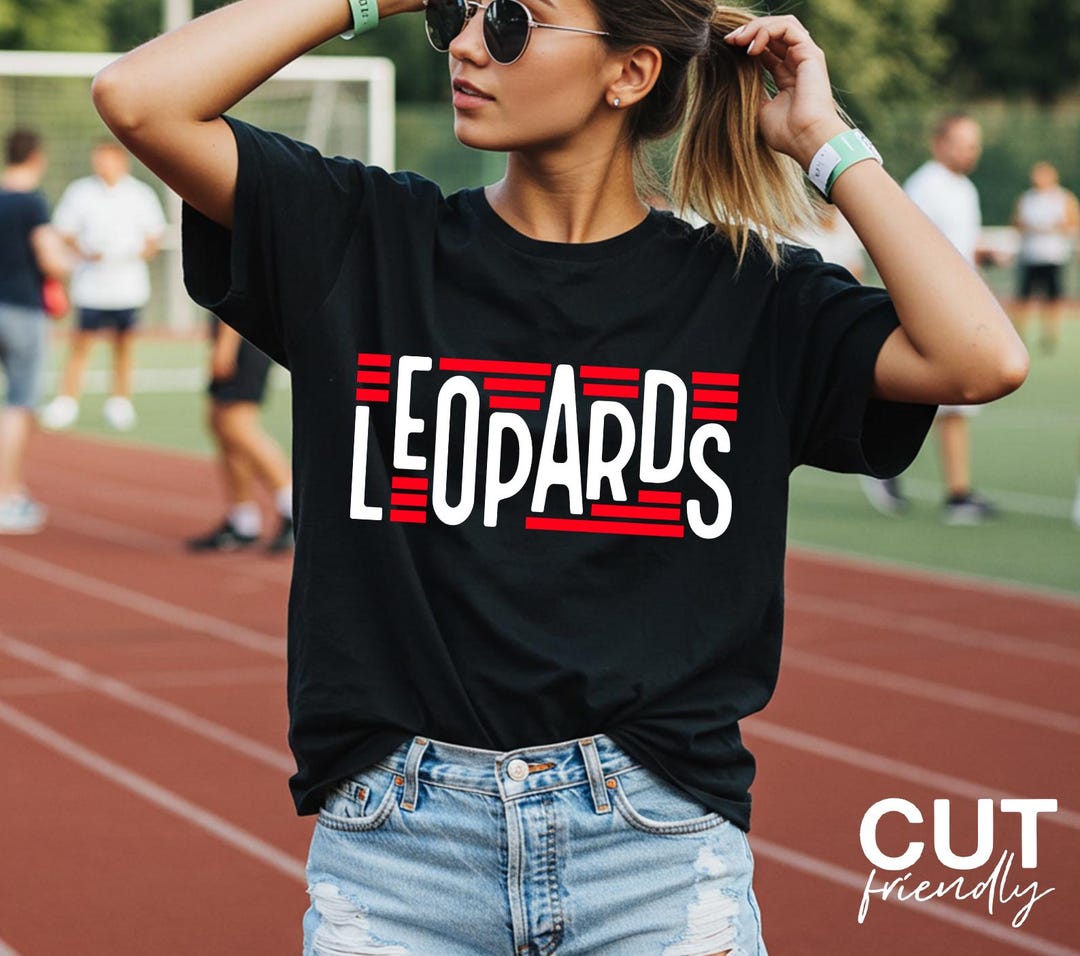 Leopards SVG PNG Mascot Shirt Design, Retro School Spirit Cut File for ...