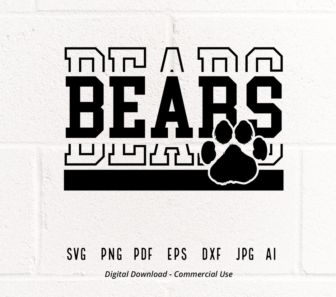 Bears SVG PNG, Bears Paw Svg, Bears Mascot Svg, Bears Cheer Svg, Bears ...