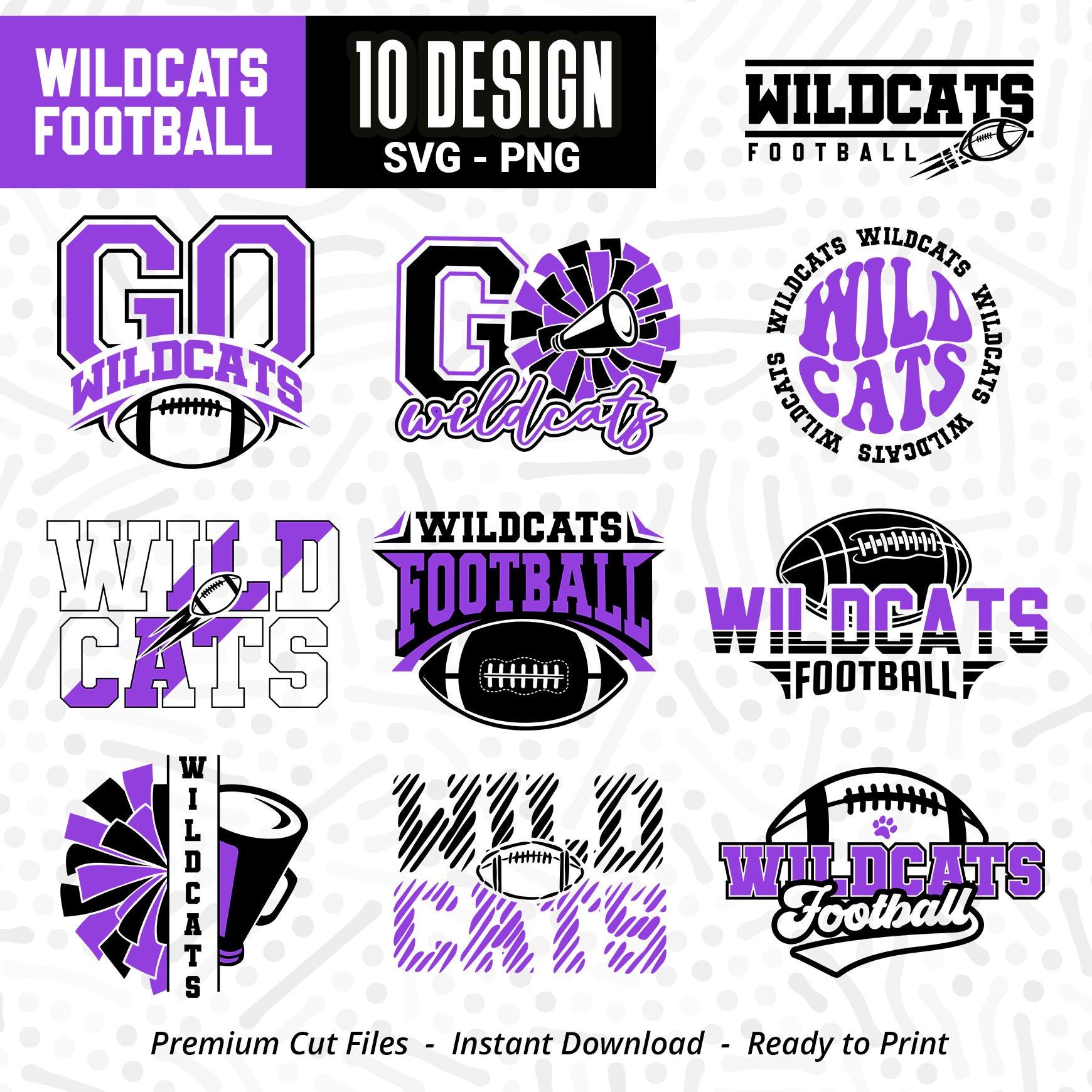 Wildcats Football SVG PNG Bundle, School Spirit Designs - Etsy