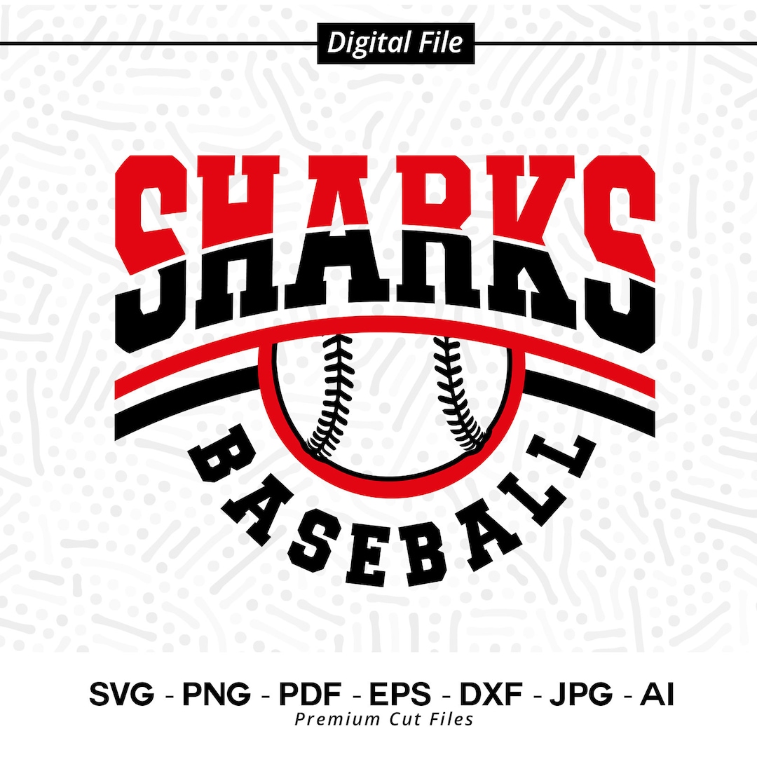Baseball SVG PNG, Sharks, Baseball, Svg, Shark Baseball, Shark ...