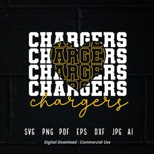 Stacked Chargers SVG, Chargers Mascot Svg, Chargers Svg, Chargers ...