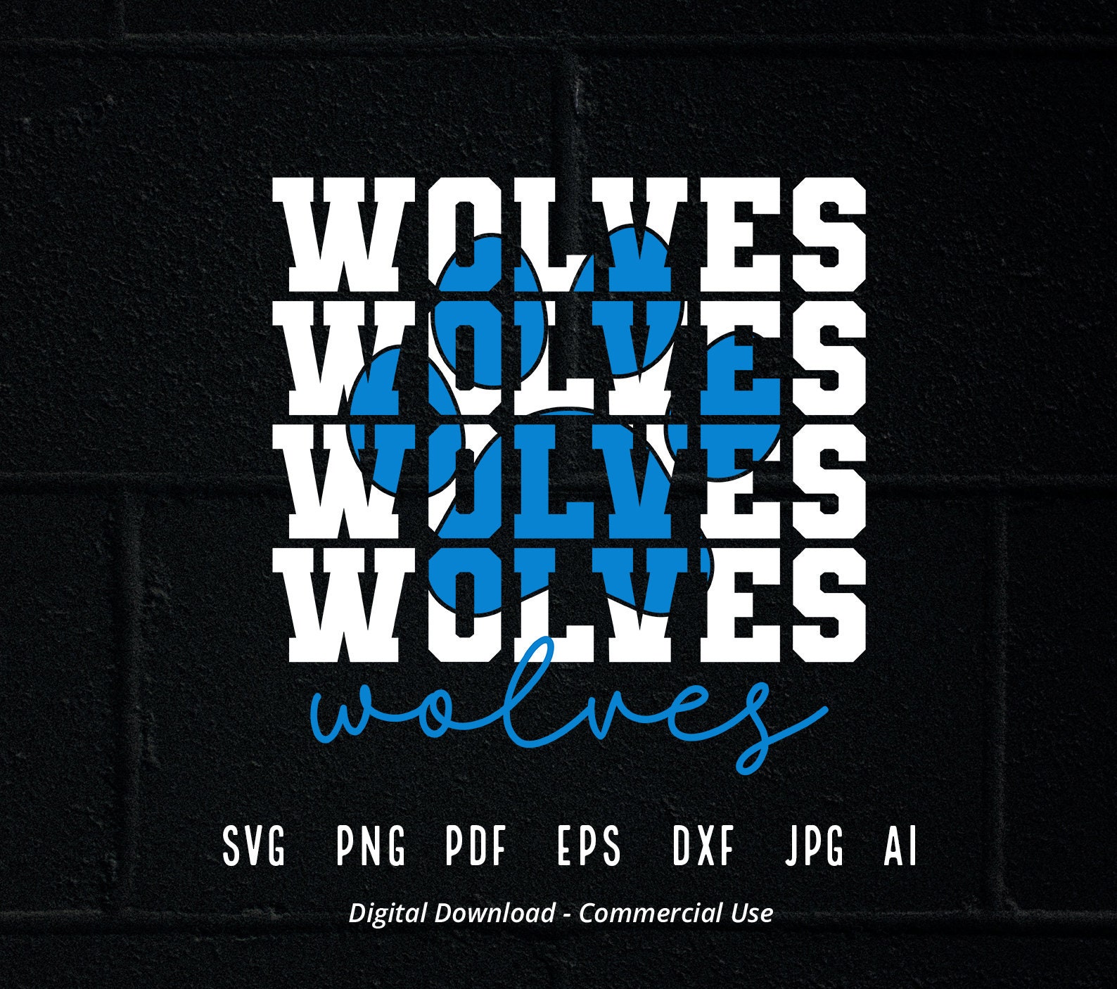 Stacked Wolves Paw SVG, Wolves Mascot Svg, Wolves Svg, Wolves Paw Svg ...