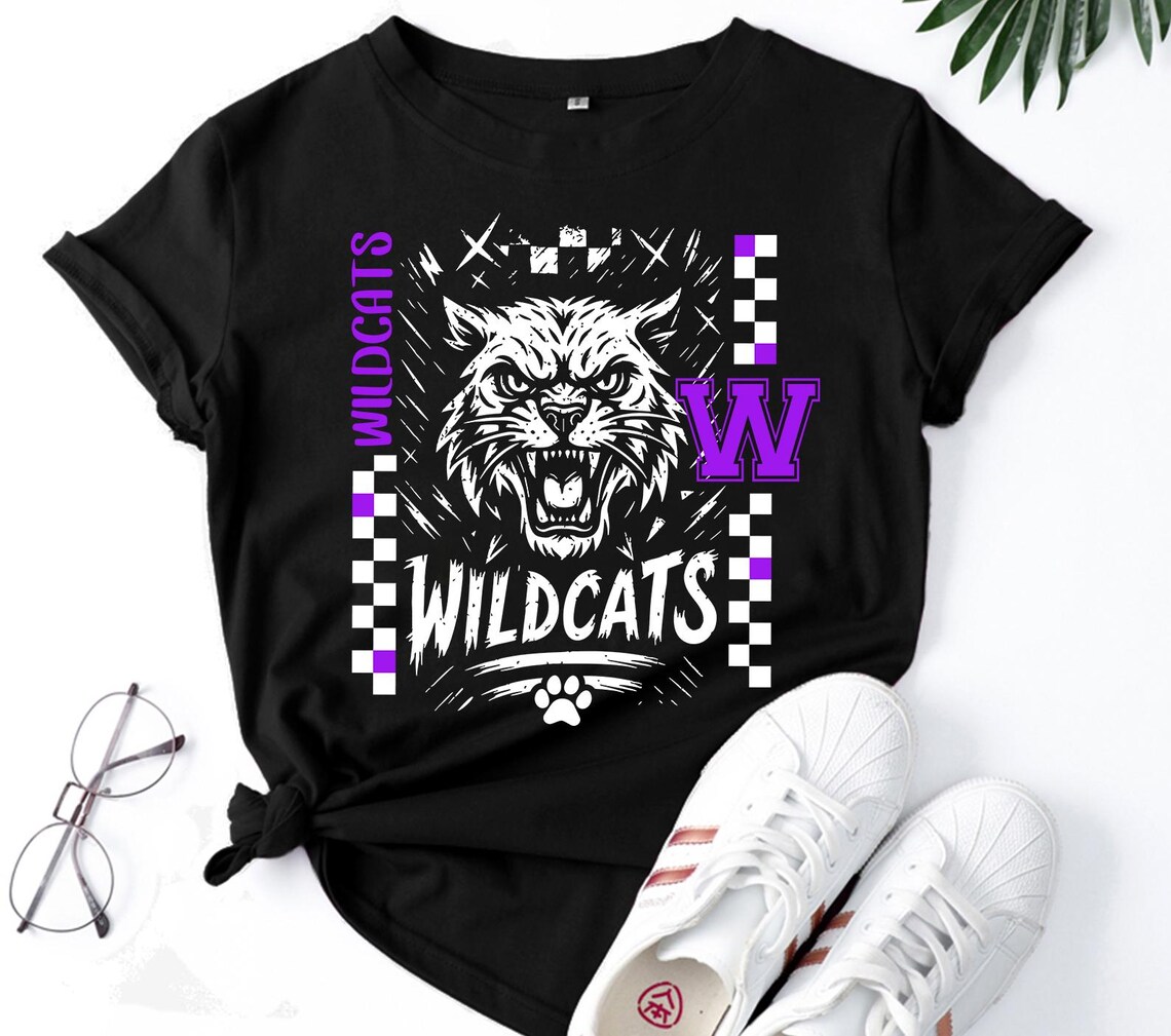 Wildcats Mascot SVG PNG Design – Retro Varsity W Wildcats Shirt, Grunge ...