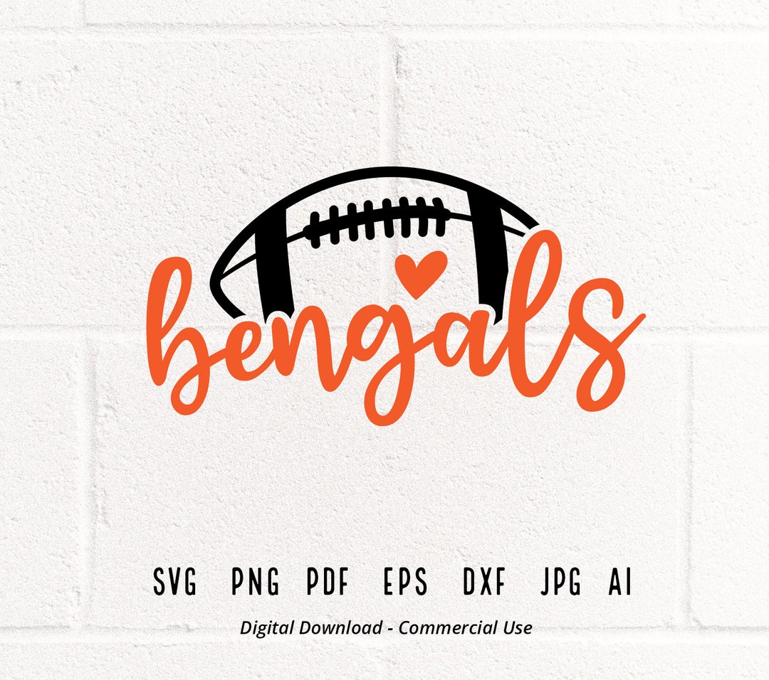 Bengals Football SVG: Mascot, Heart, School Spirit (digital Download ...