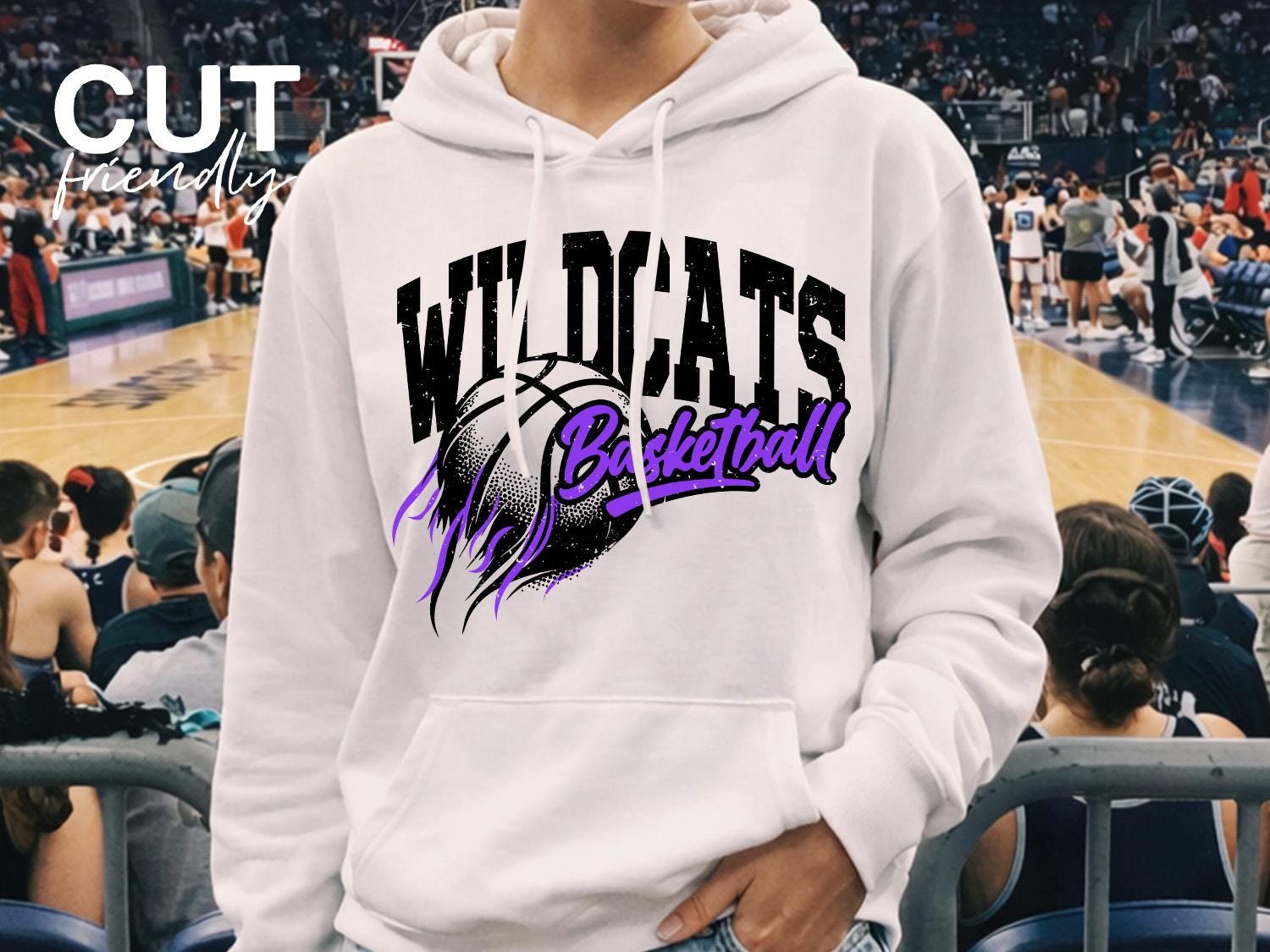 Varsity Wildcats Basketball SVG PNG, Distressed Arch Typography, School ...