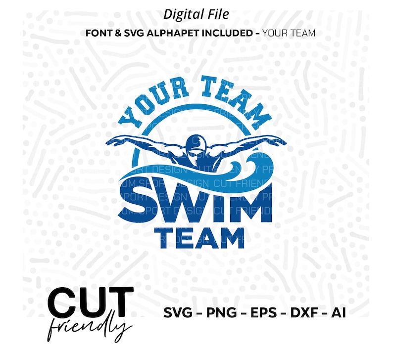 Custom Swim Team SVG PNG Template, Editable School Swimming Design ...
