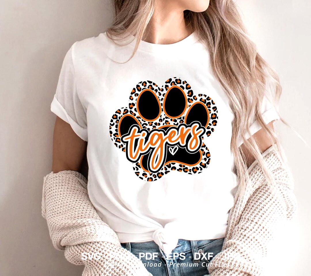 Tigers Paw SVG Designs: Leopard Print and Football Mom (digital Cut ...
