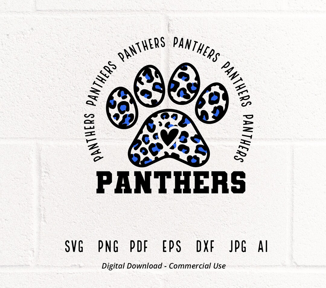 Panthers Paw Print SVG, Leopard Mascot, School Spirit (digital Download ...