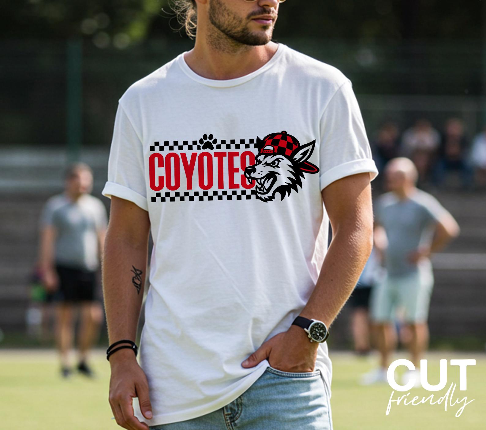 Coyotes Mascot SVG | Checkered Cap, School Spirit Design (digital Files ...