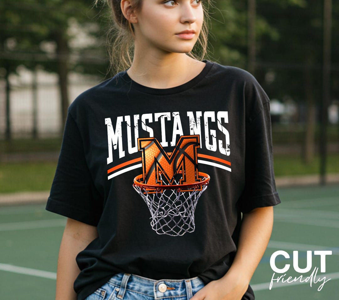 Mustangs Basketball PNG | Varsity Letter M, Hoop Graphic (digital ...
