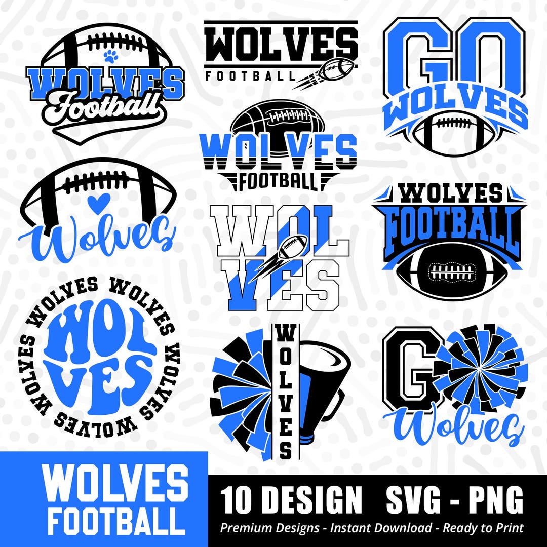 Wolves Football Team SVG PNG Bundle, Cricut Cut File (instant Download ...