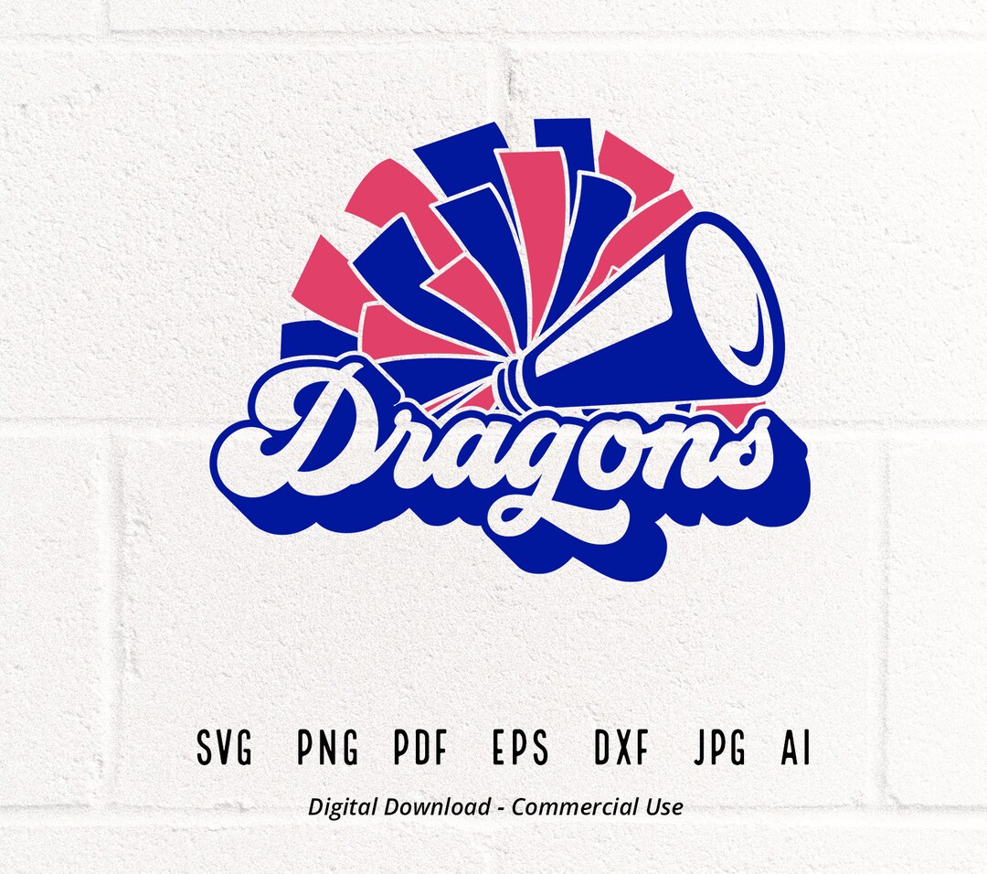 Dragon Cheer Svg, Dragon, Dragons, Cheer Svg, Png, Sublimation, Pom Pom ...