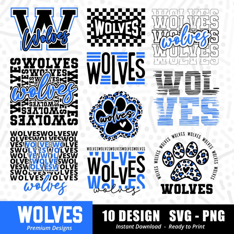 Wolves SVG PNG Bundle, Sports Team Cut Files (instant Download) - Etsy