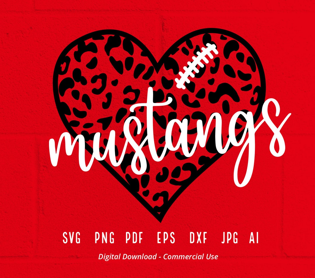 Leopard Heart Mustangs SVG, Mustangs Mascot Svg,mustangs Svg,mustangs ...