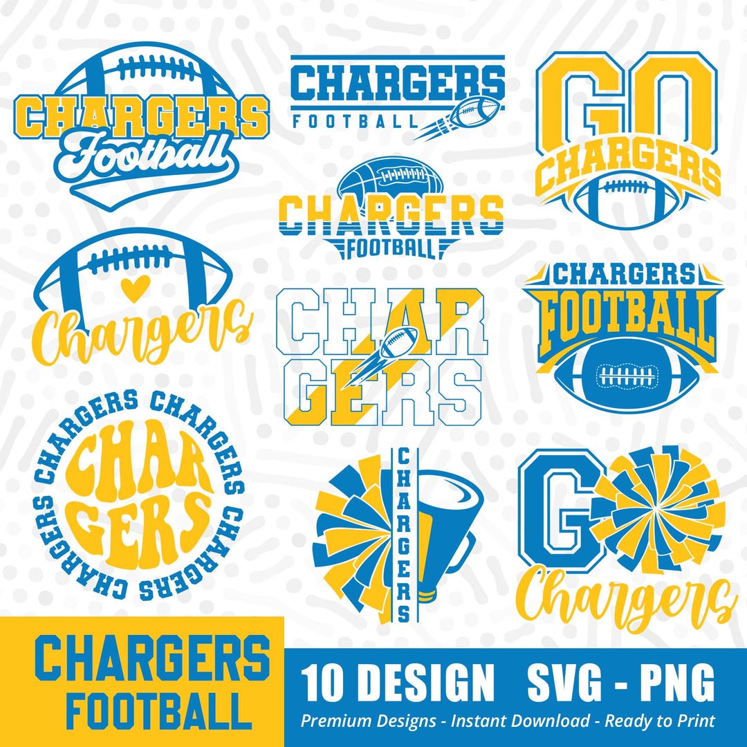 Chargers Football Bundle SVG PNG, Chargers Bundle Svg, Football Bundle ...