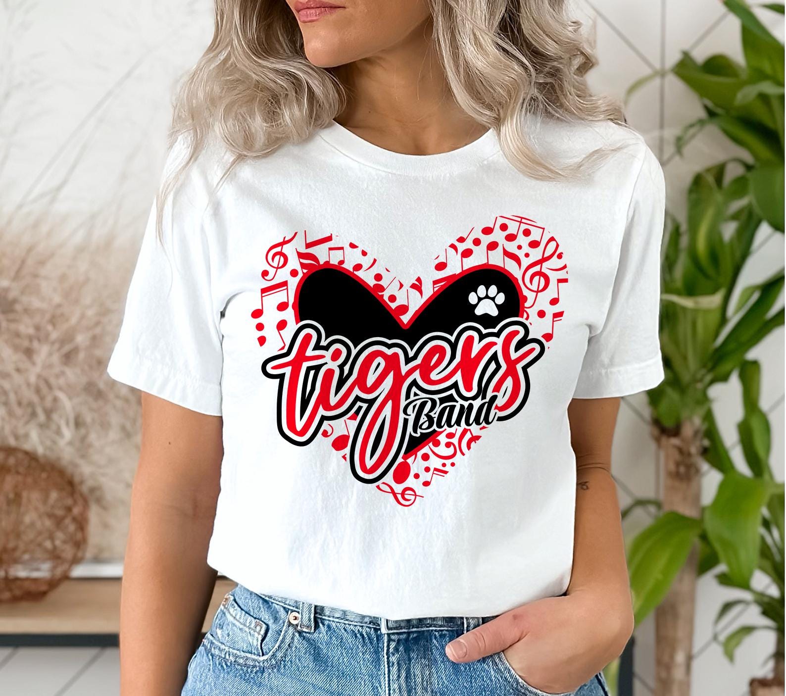 Tigers Band Heart SVG – Paw Print Music Notes Design (digital Download ...