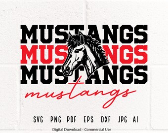 Mustangs Football Svg Cut File Mustang Mascot Png Sports Team Logo ...