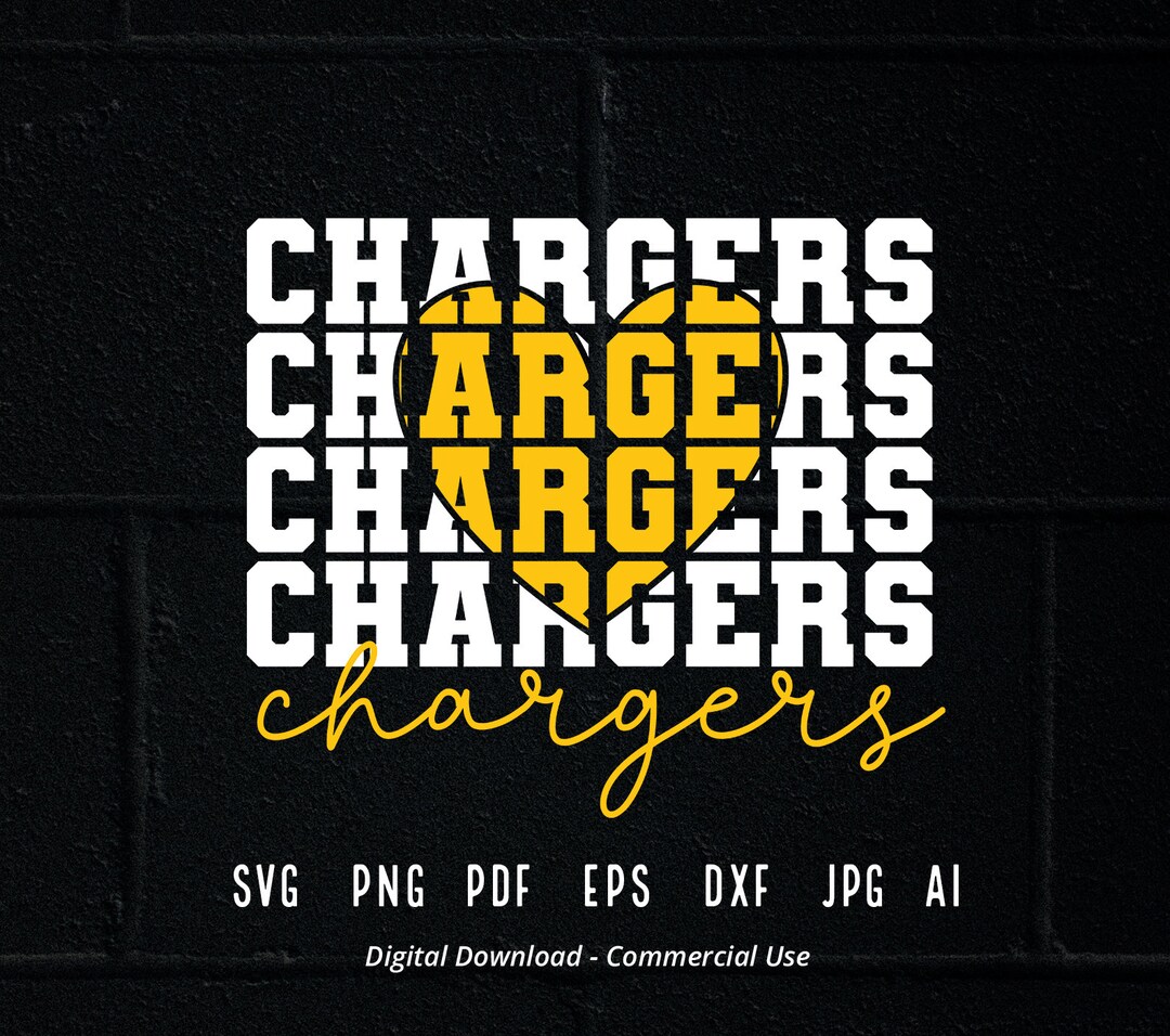 Stacked Chargers SVG, Chargers Mascot Svg, Chargers Svg, Chargers ...