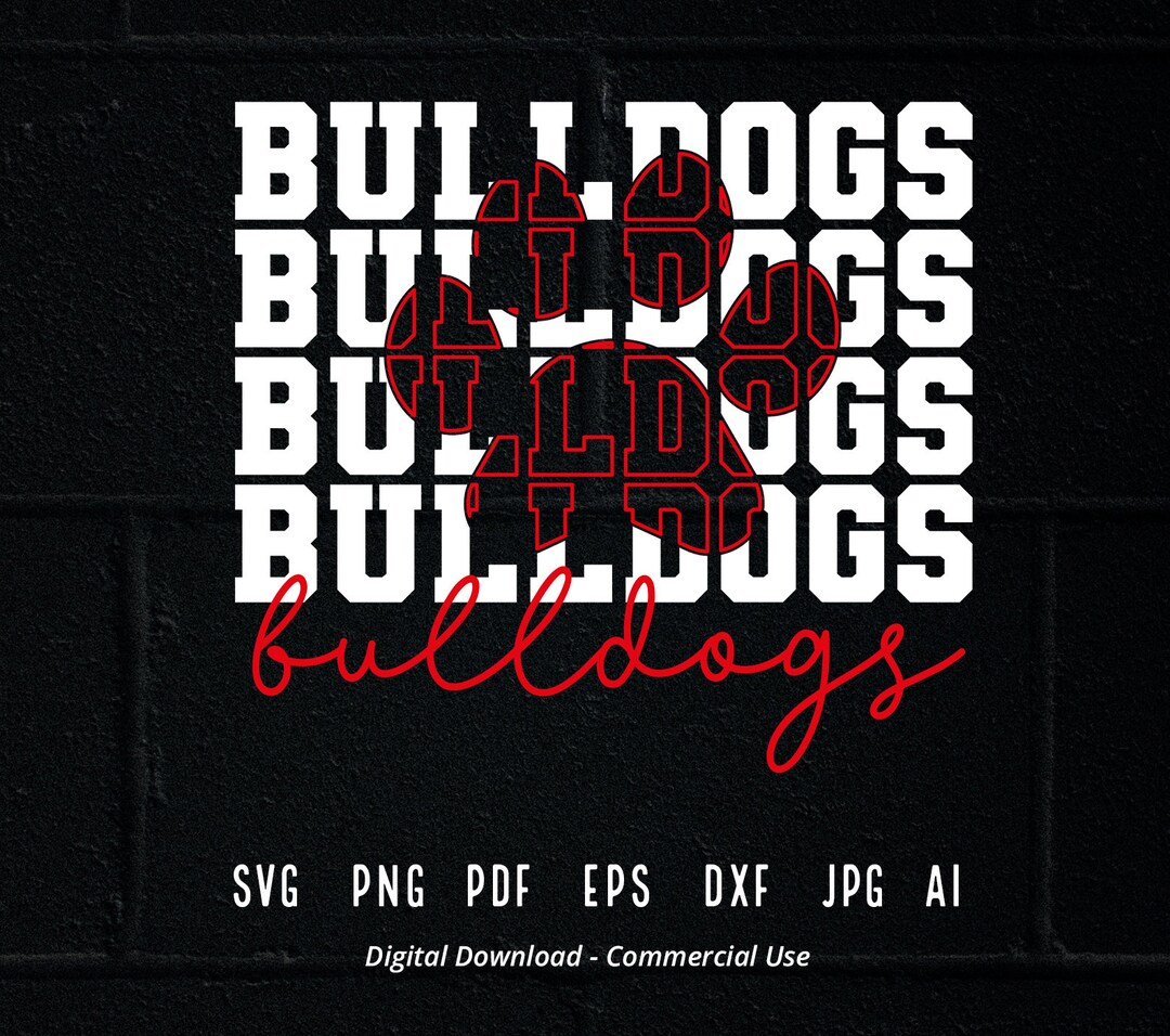 Bulldogs Paw Stacked SVG, Mascot School Team Cheer (digital Download ...